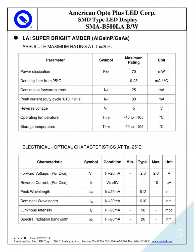 SMA-B500LA B/W datasheet page 5