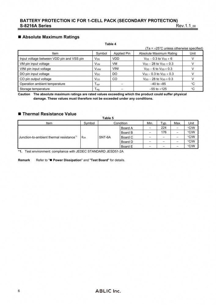 S-8216A datasheet page 6