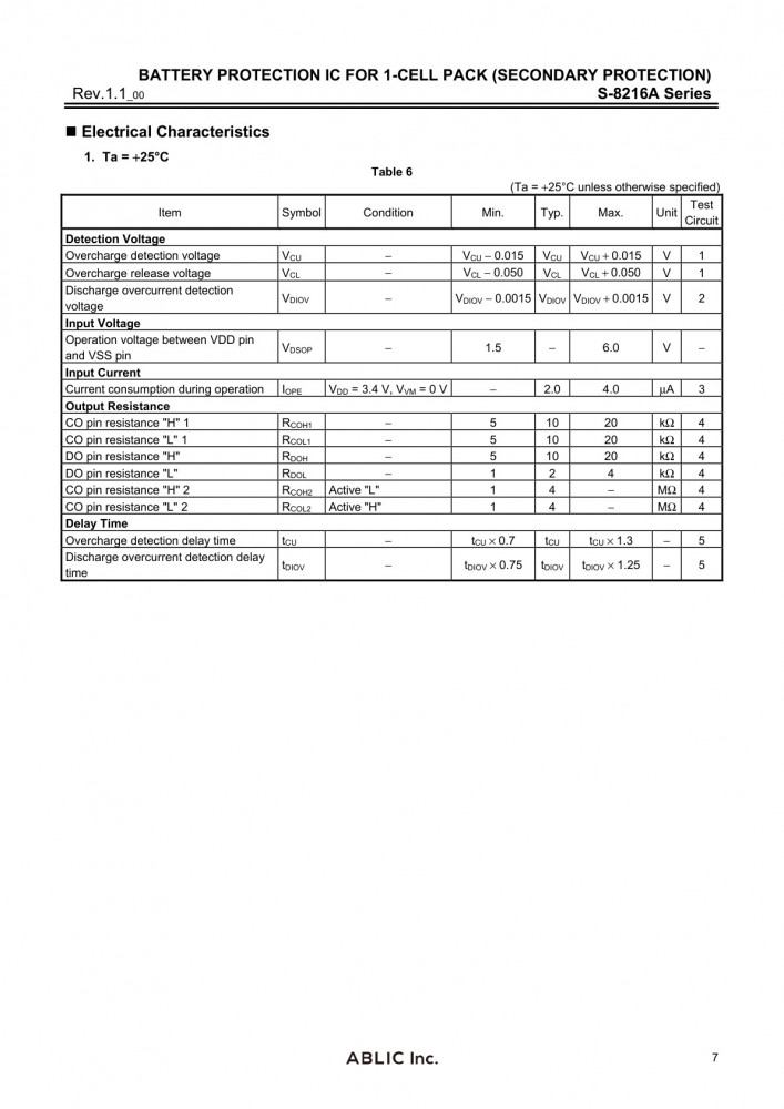 S-8216A datasheet page 7