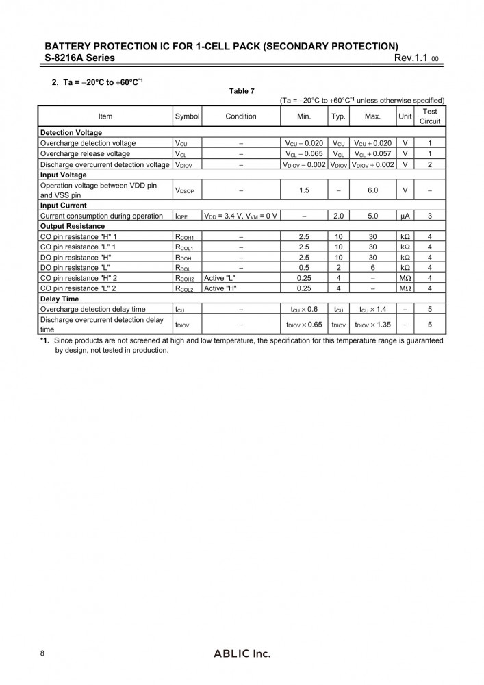 S-8216A datasheet page 8