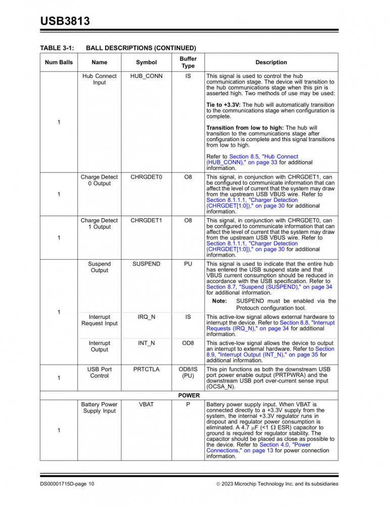 USB3813 datasheet preview, page 10