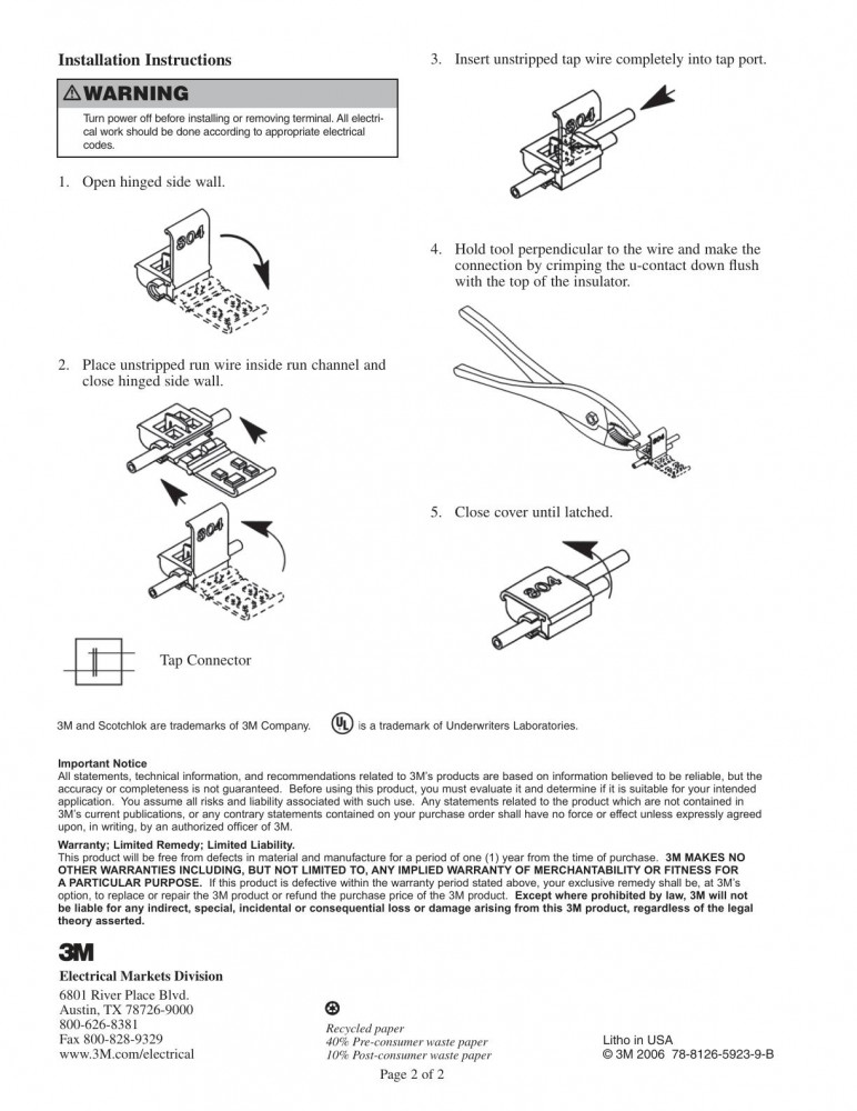 3M Scotchlok 804 datasheet and installation reference page 2