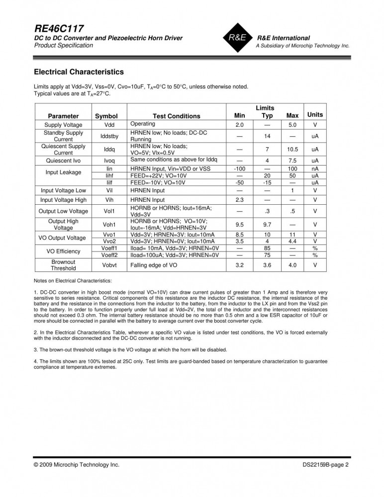 RE46C117 datasheet page 2