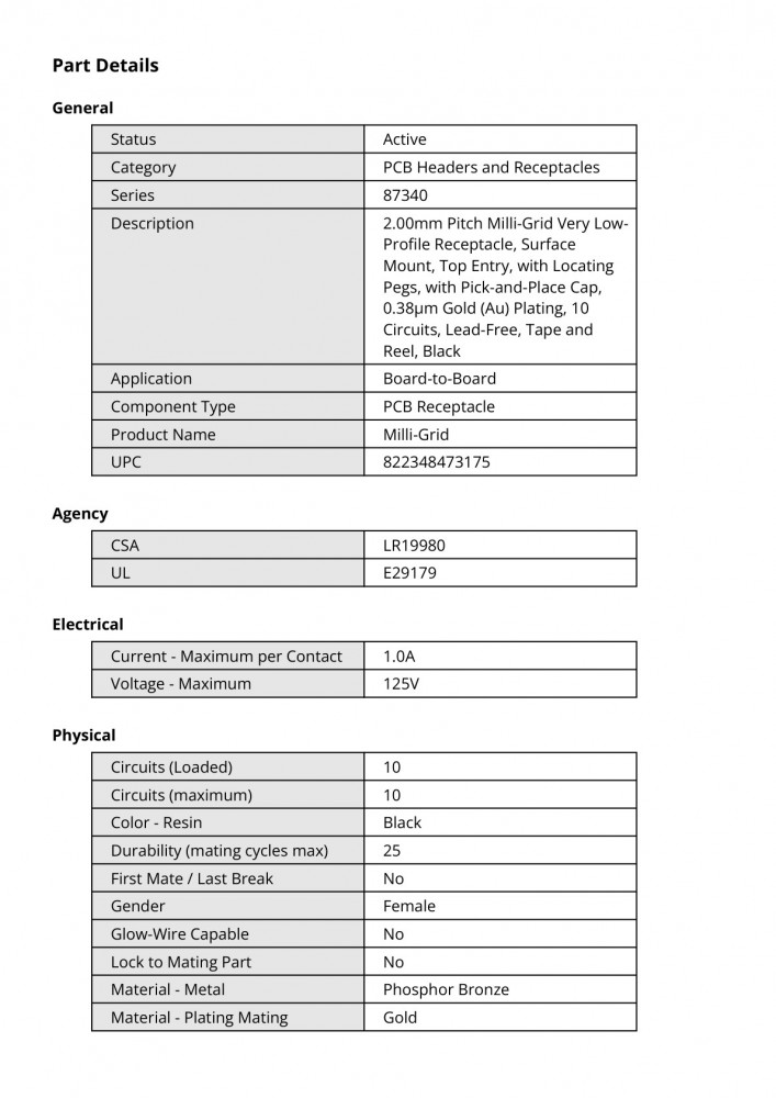 Technical document image 2 for MOLEX 873401096