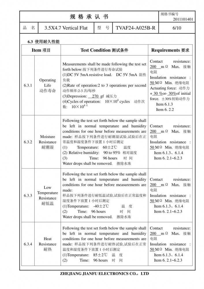 TVAF24-A025B-R specification page 7