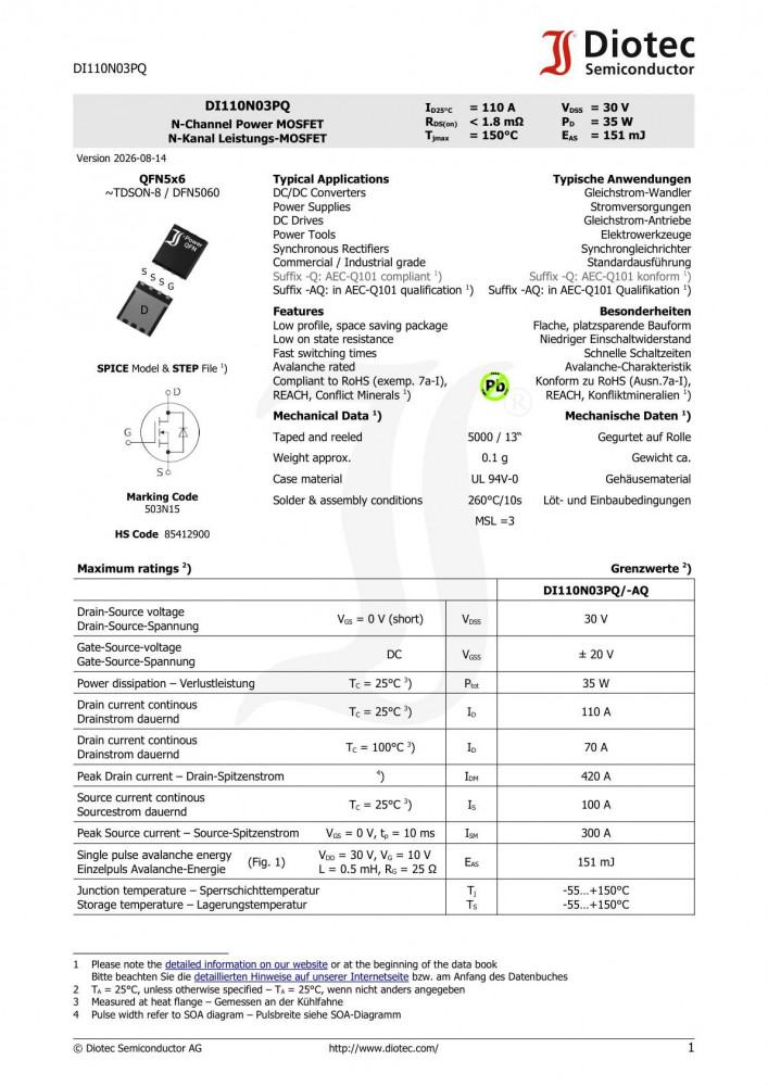 DI110N03PQ document page 1