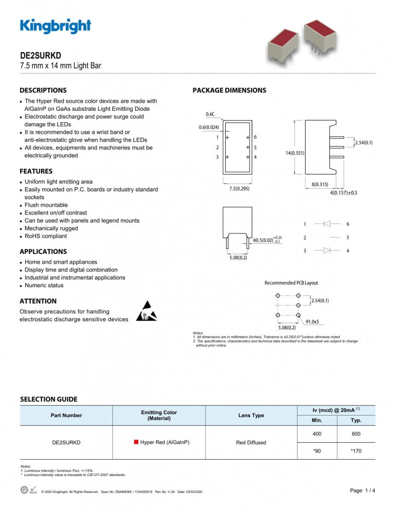 DE2SURKD datasheet page 1