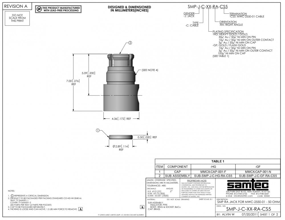 SMP-J-C-GF-ST-CA5 technical document page 1