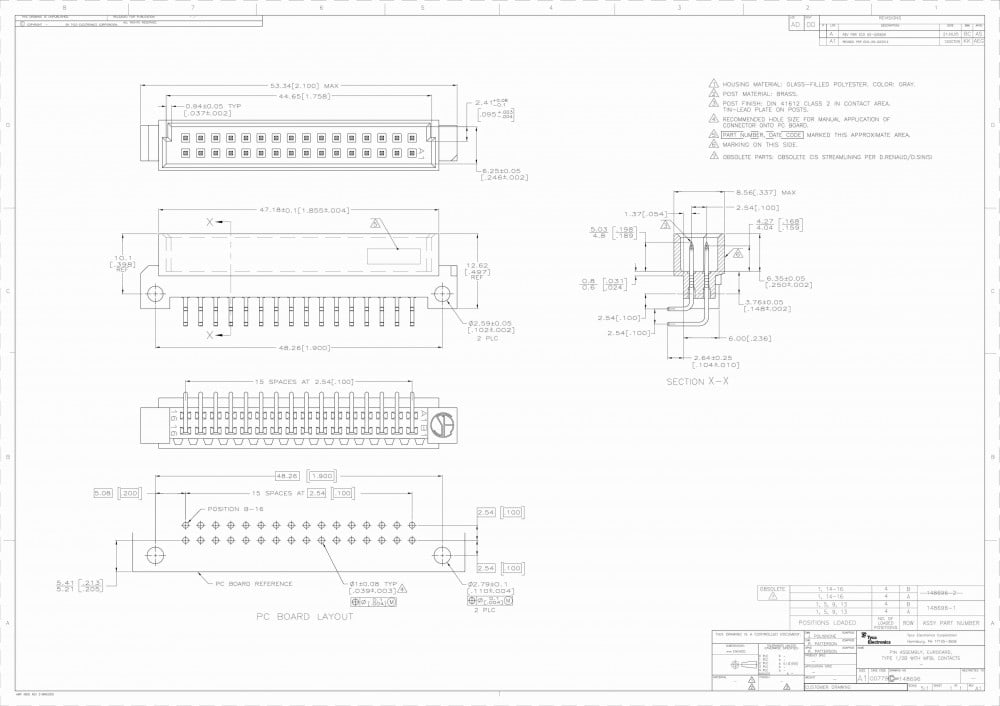 TE Connectivity 148696-1 technical drawing preview