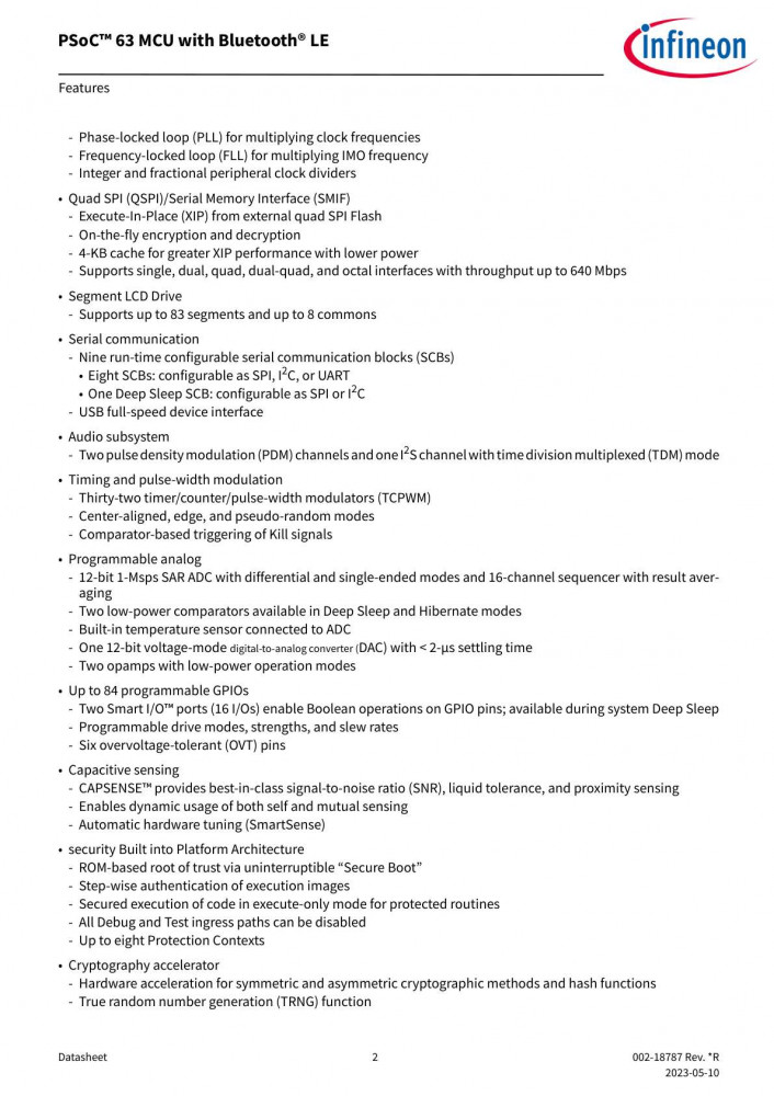 CY8C6347BZI-BLD53 document page 2
