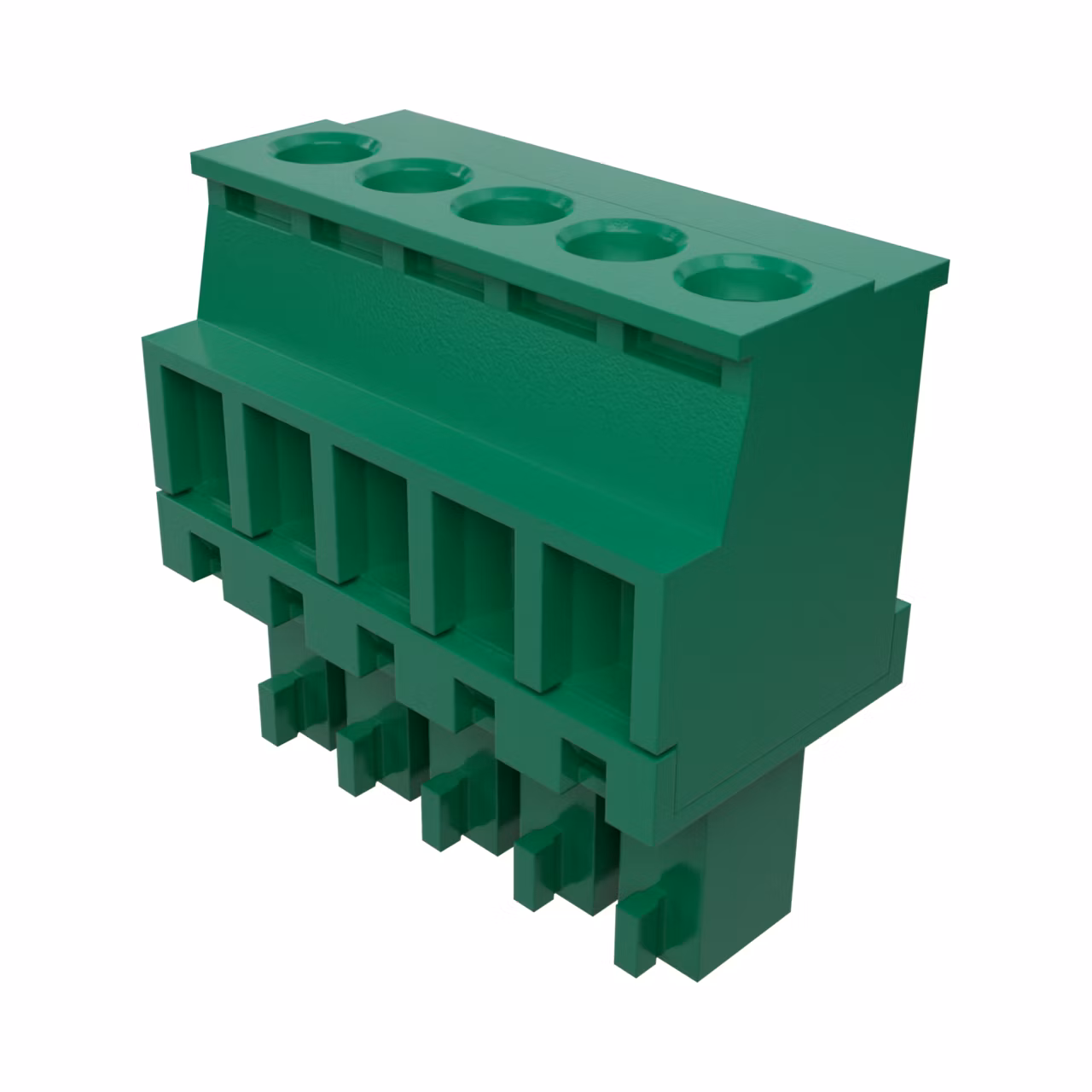 3.81mm Pitch Eurostyle Vertical Plug, with Reverse Imprinting, Front Wire Entry, Green Housing, 5 Circuits for sale