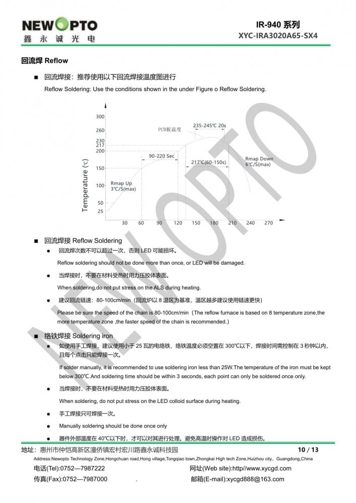 XYC-IRA3020A65-SX4 datasheet page 10