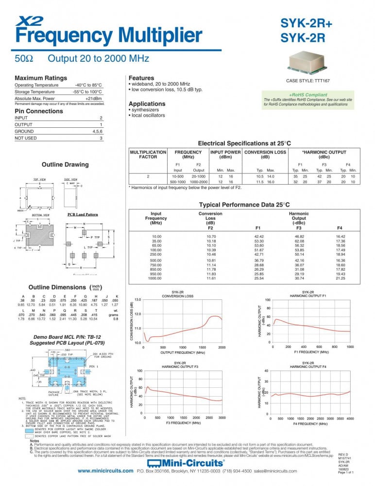 Mini-Circuits SYK-2R+ datasheet page