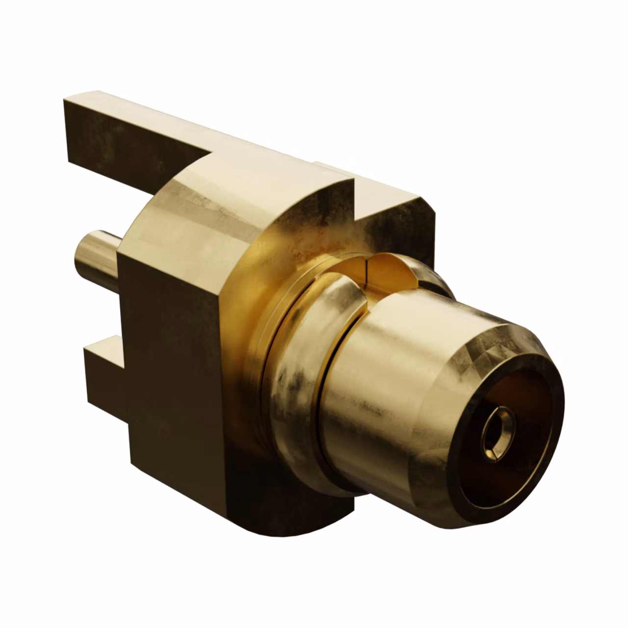 MMCX Plug, Reverse Polarity, Straight, PCB Receptacle, Edge Mount, Brass Body, Gold (Au) Plated, Bag, 50 Ohms for sale