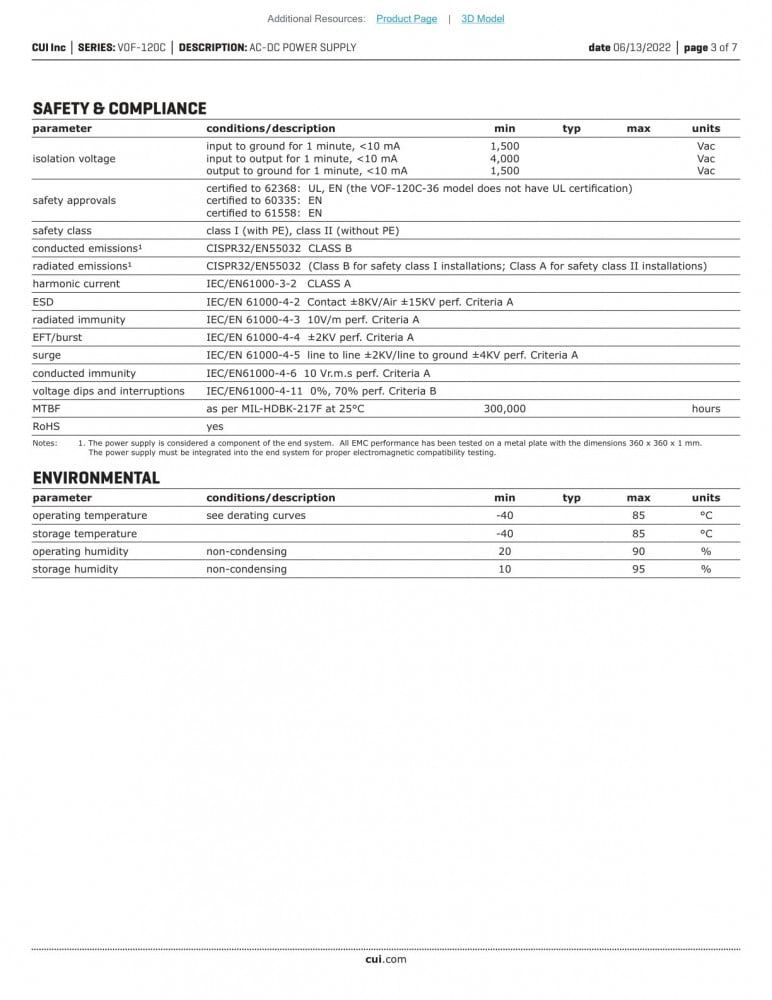 VOF-120C datasheet page 3