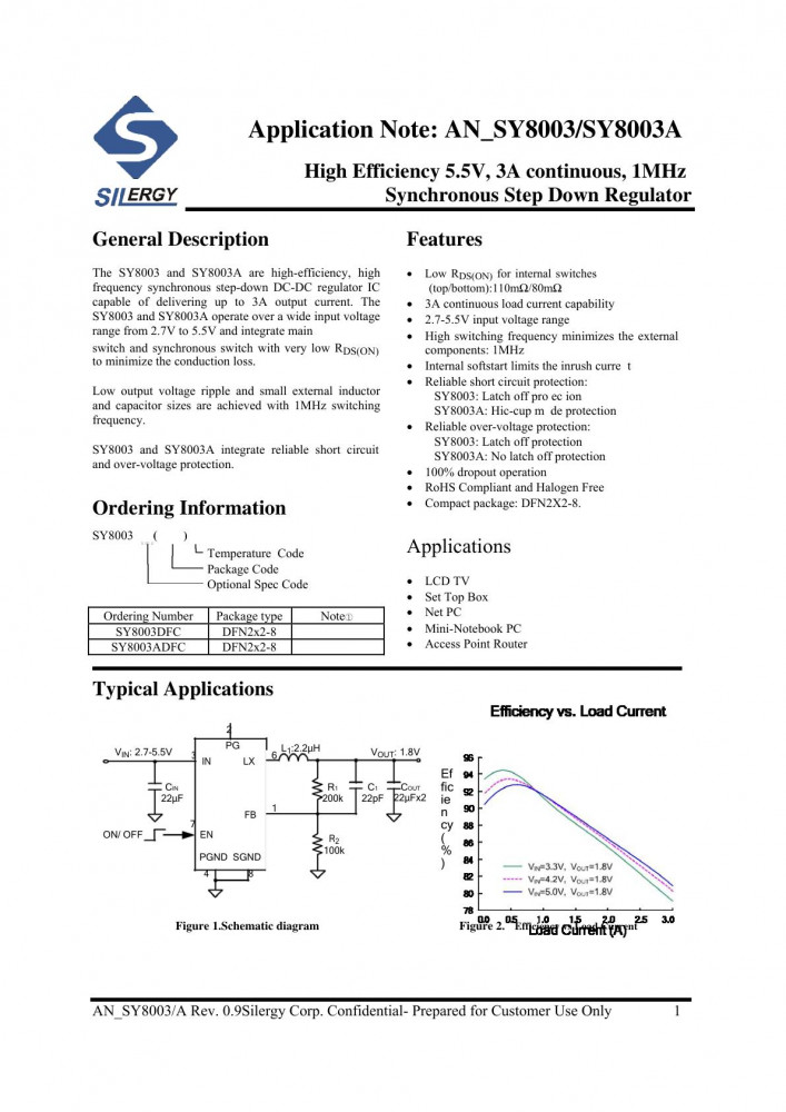SY8003ADFC datasheet page 1