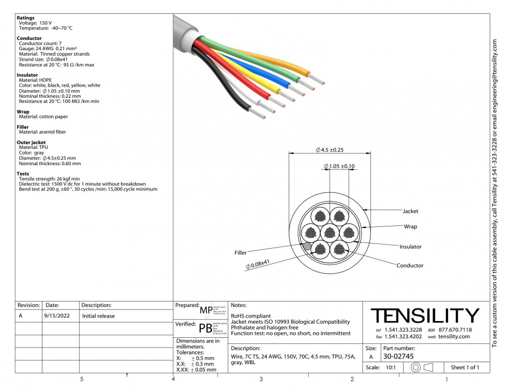 Tensility International 30-02745 cable drawing preview