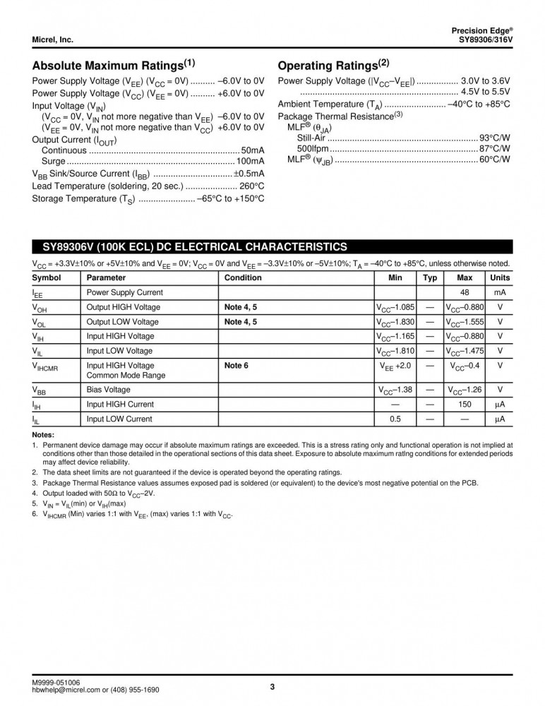 SY89316VMG-TR datasheet page 3