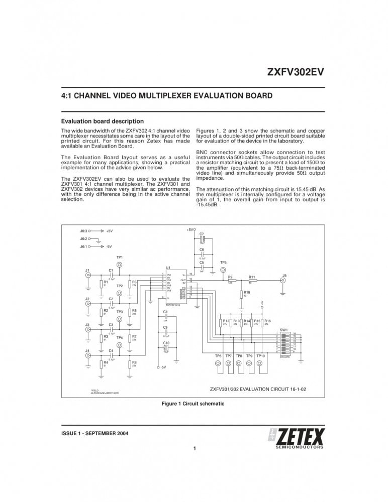 ZXFV302EV evaluation circuit schematic