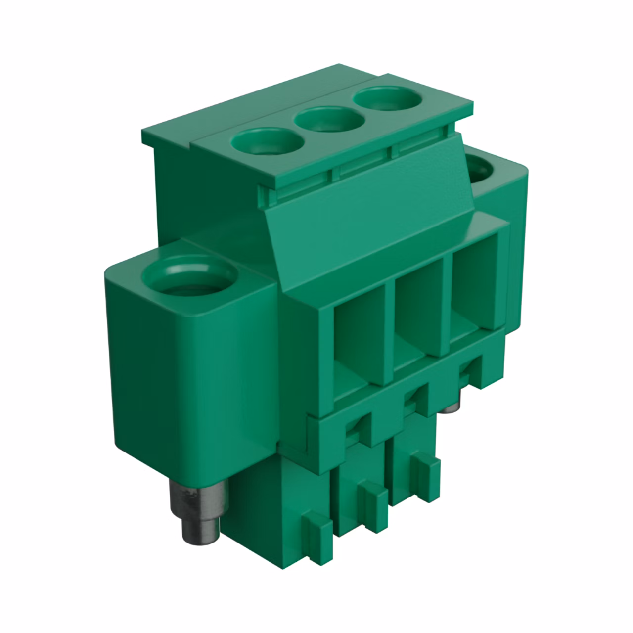 3.50mm Pitch Eurostyle Vertical Plug, with Retention Screws, Front Wire Entry, Green Housing, 3 Circuits for sale
