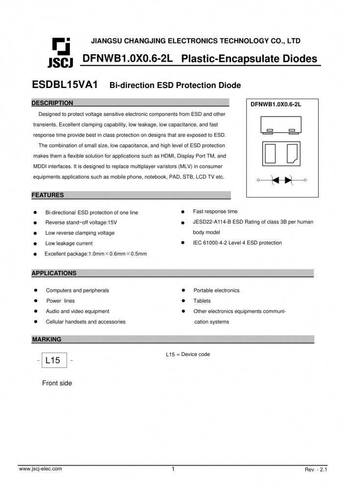 ESDBL15VA1 datasheet page 1