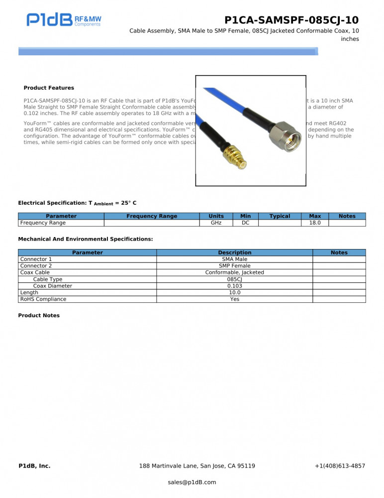 Product document image for P1CA-SAMSPF-085CJ-10