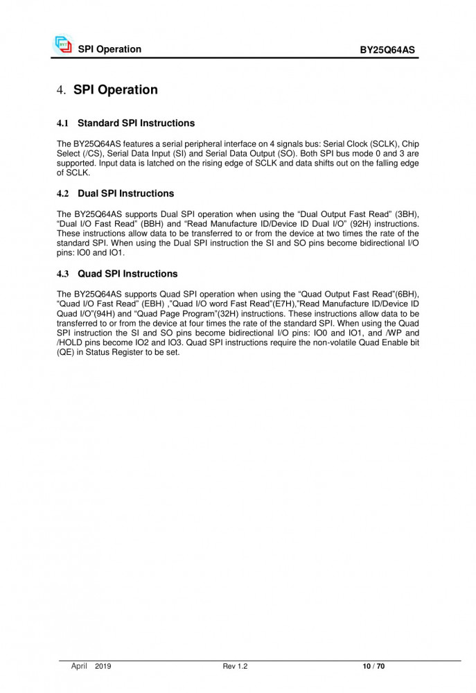 BY25Q64AS datasheet page 10
