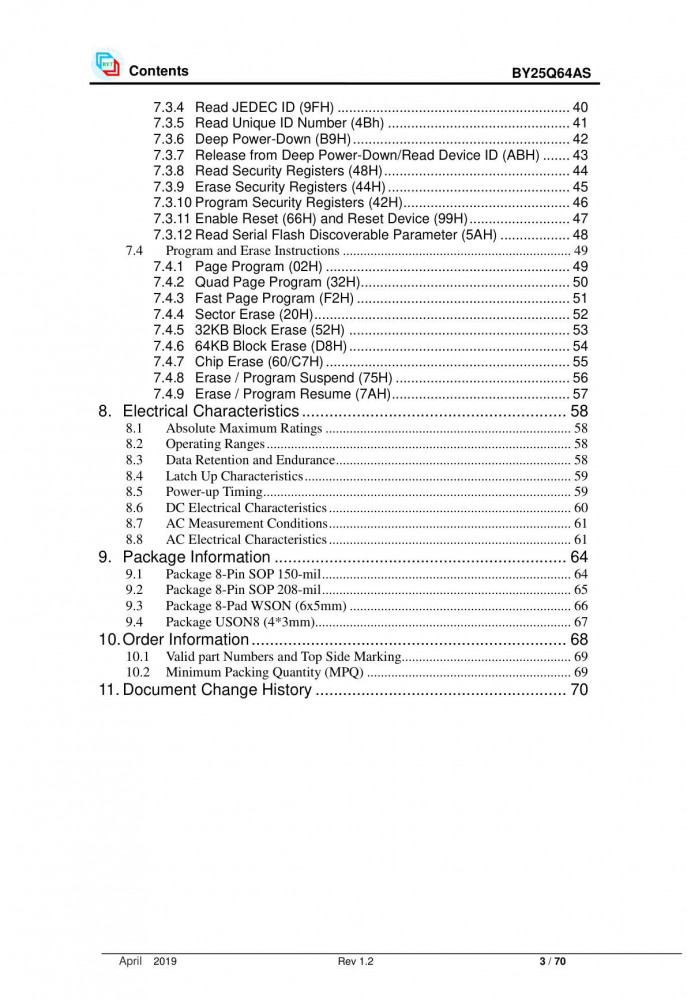 BY25Q64AS datasheet page 3