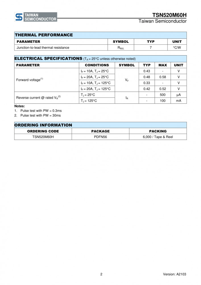 TSN520M60H datasheet image, page 2