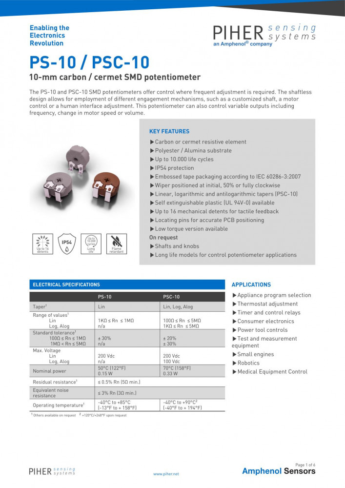 PS10KV50-104A3030-PM technical document page 1