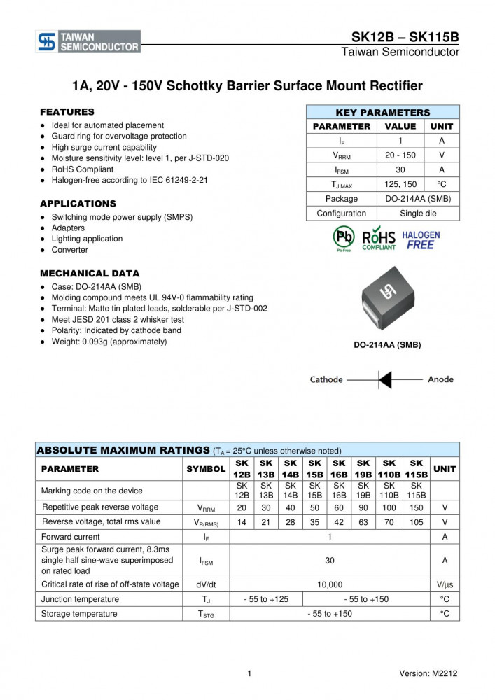 SK16B technical document page 1