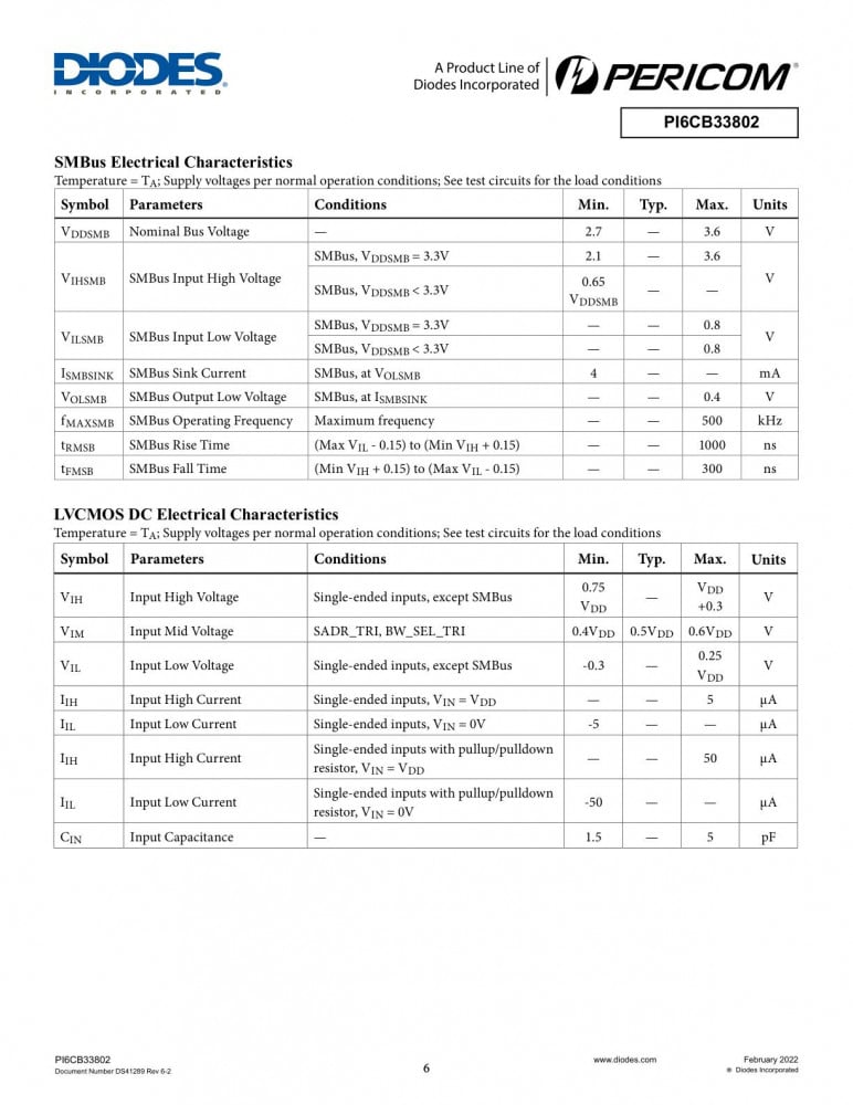 PI6CB33802 datasheet page 6