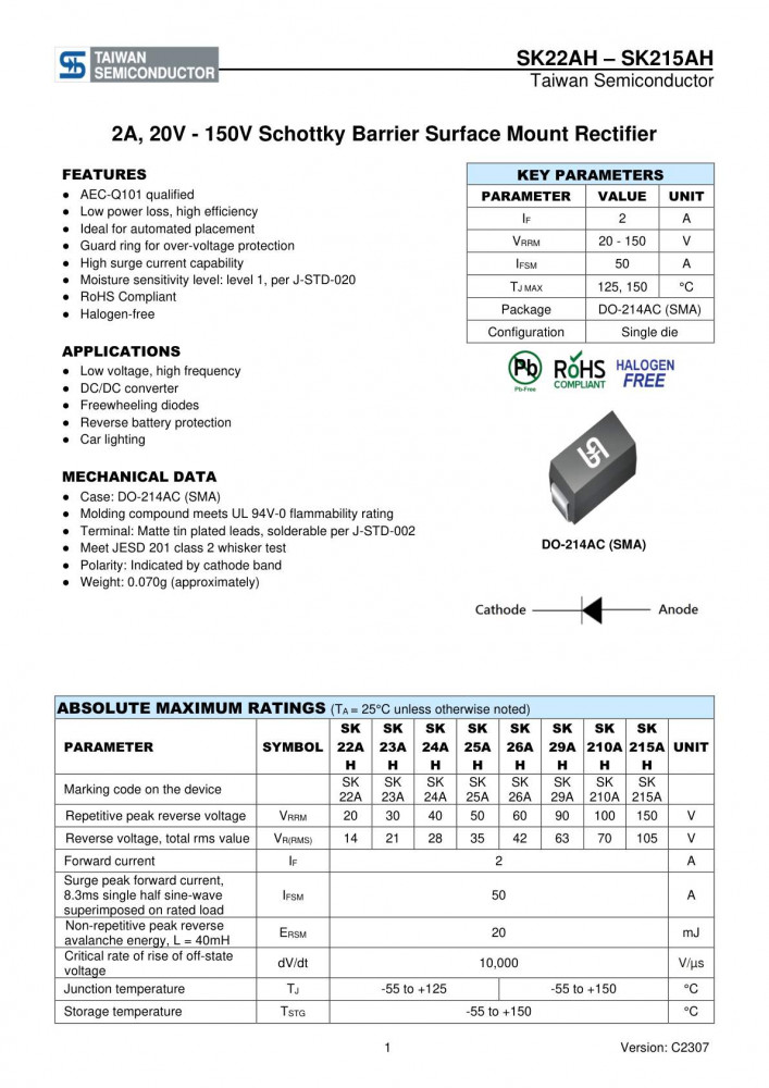 SK24AH datasheet page 1