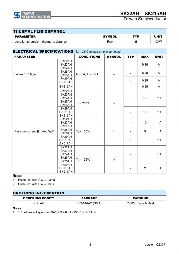 SK24AH datasheet page 2