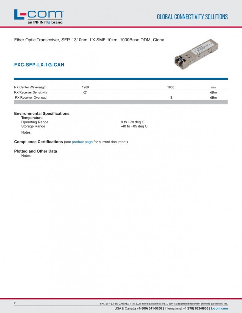 FXC-SFP-LX-1G-CAN datasheet page 2