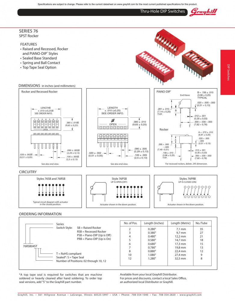 Grayhill Series 78 technical document page 1