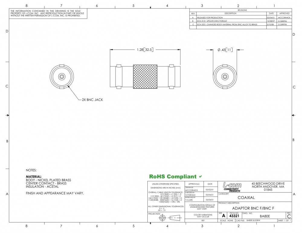 L-com BA80E technical document page