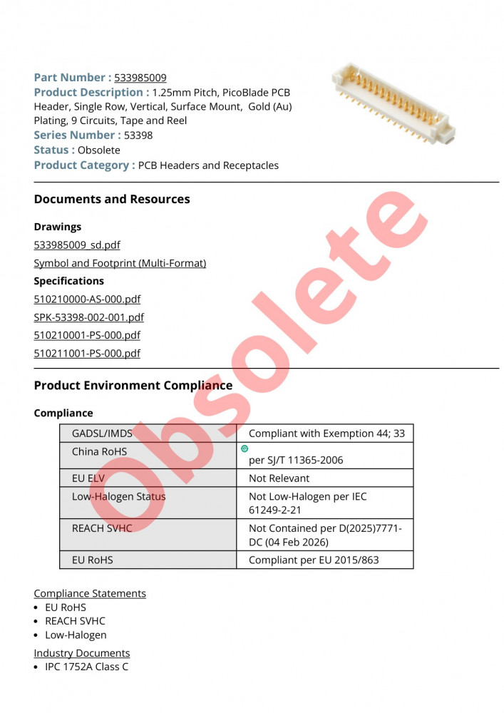 533985009 product documentation image, page 1