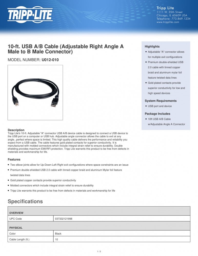 U012-010 technical document page 1