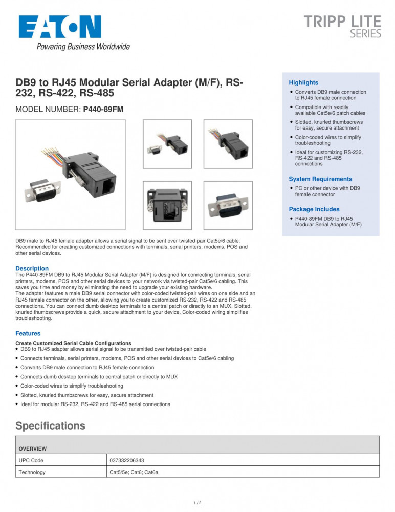 P440-89FM product document image, page 1