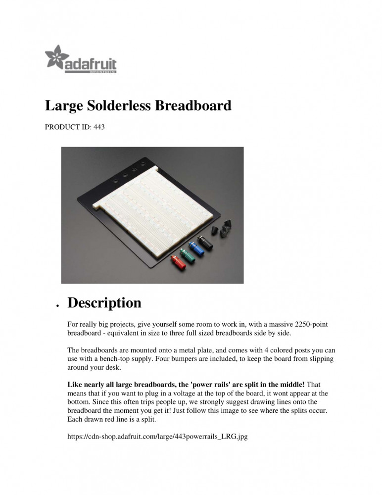 Product 443 technical document page 1