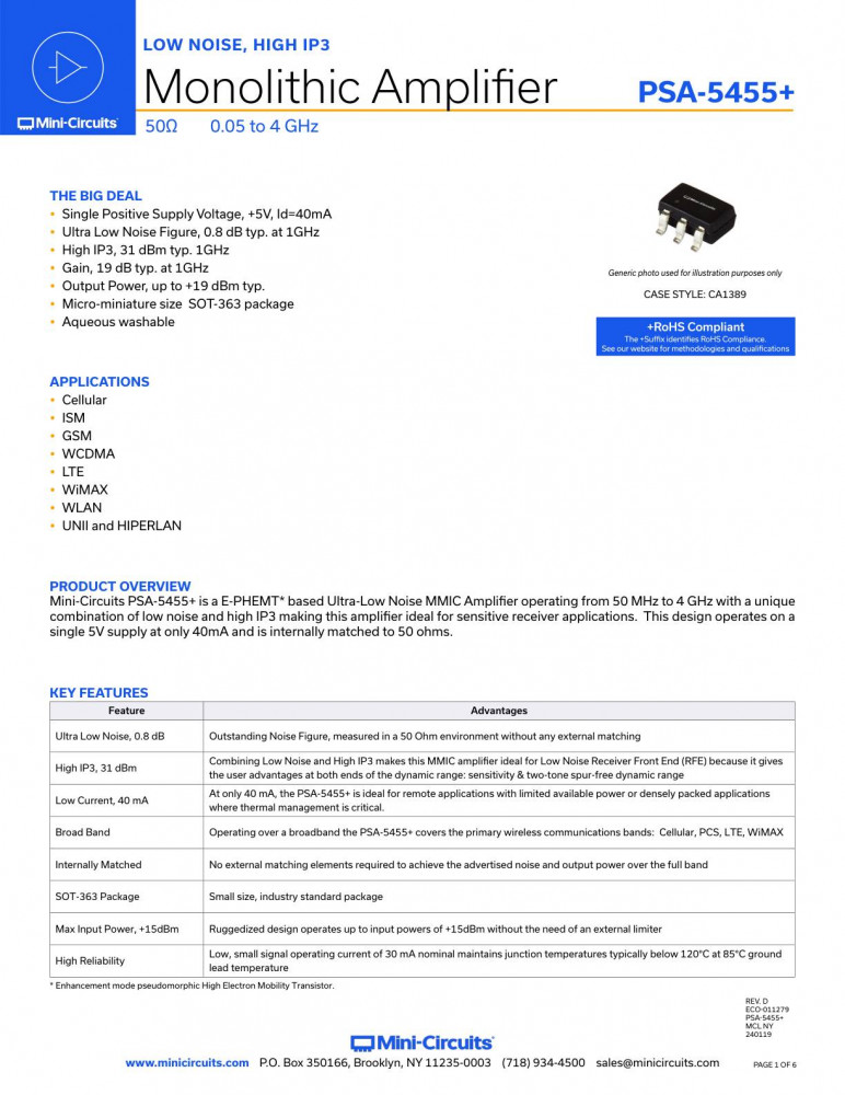 PSA-5455+ datasheet page 1