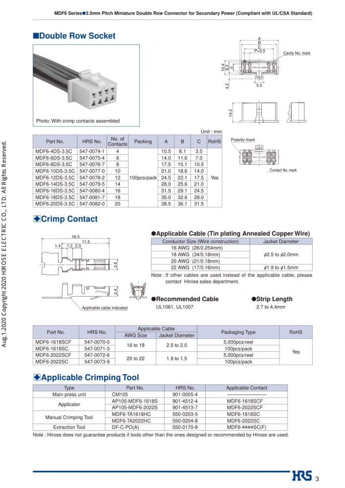 HRS MDF6 Series datasheet page 3