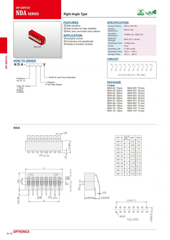 Diptronics NDA-04V technical document page