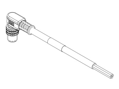 Nano-Change (M8) Single-Ended Cordset, 3 Poles, A-Coded, Male (90°) to Pigtail, 24 AWG, PUR Cable, 2.0m (6.56') Length