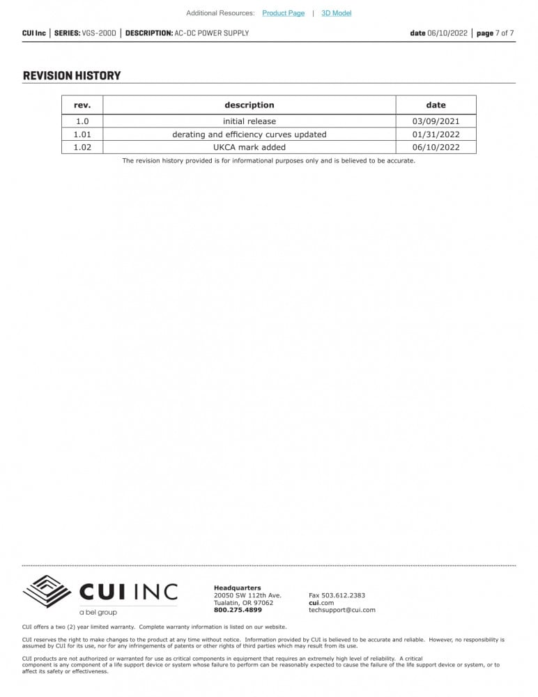 CUI VGS-200D series datasheet page 7