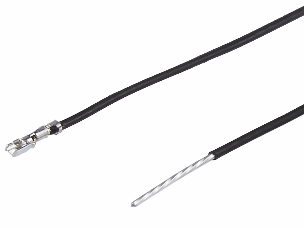 Pre-Crimped Lead Mini-SPOX Female-to-Pigtail, Tin (Sn) Plating, 150.00mm  Length, 26 AWG, Black