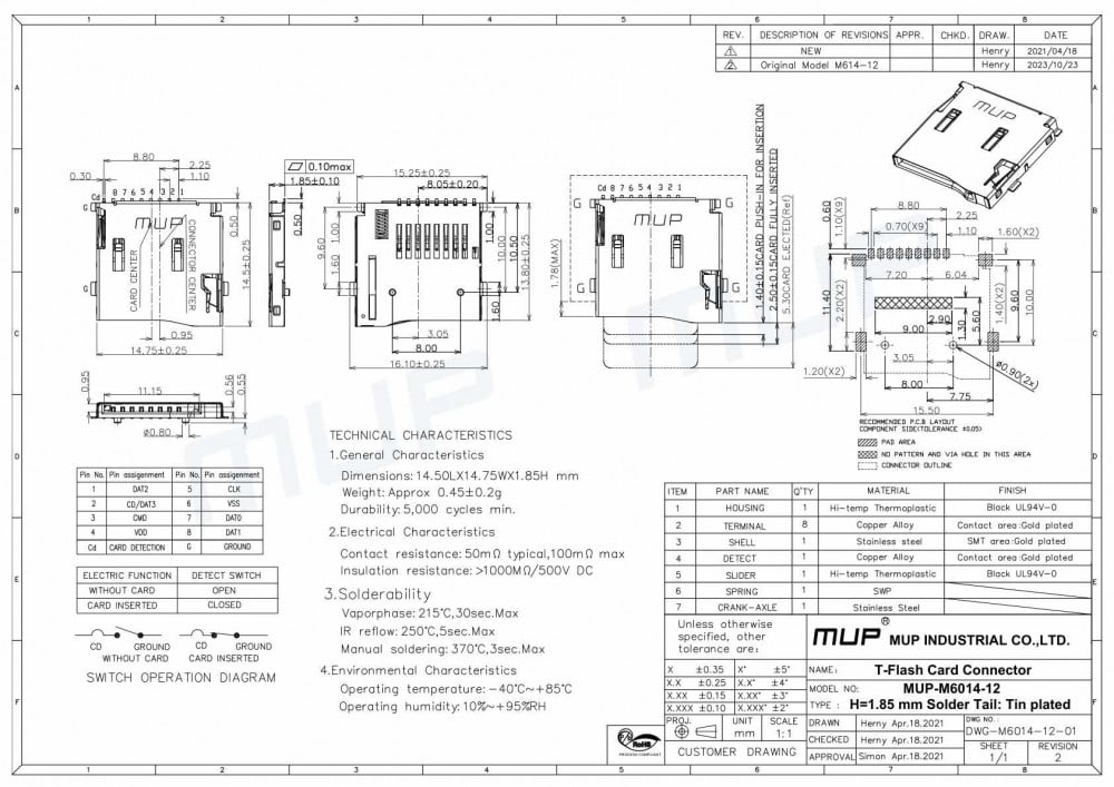 MUP M6014-12 customer drawing