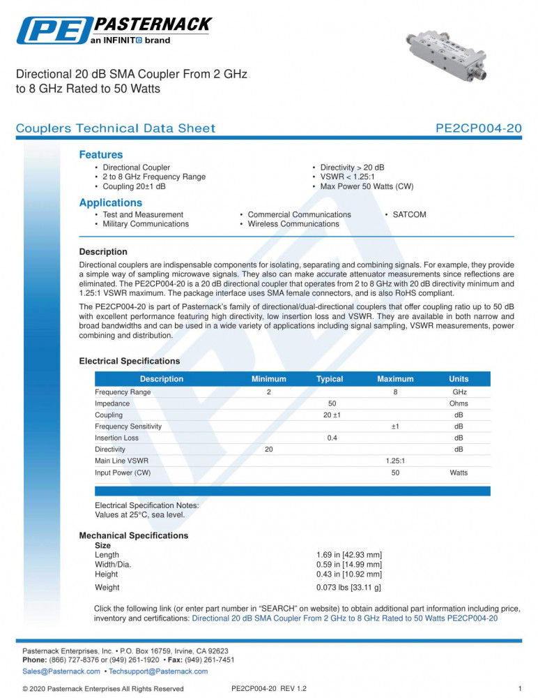 PE2CP004-20 datasheet page 1