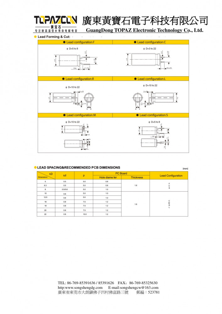 TOPAZ LF Series specification page 9